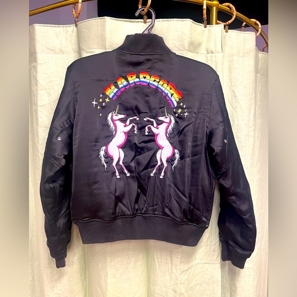 UNIF | Jackets & Coats | Rare Unif Hardcore Unicorn Satin Bomber Jacket ...